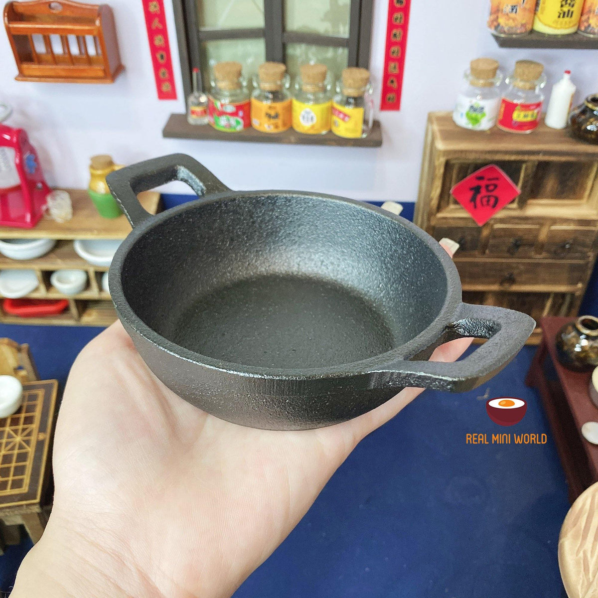 Miniature Real Cooking iron cast two-ear pan : cook mini food – Real ...