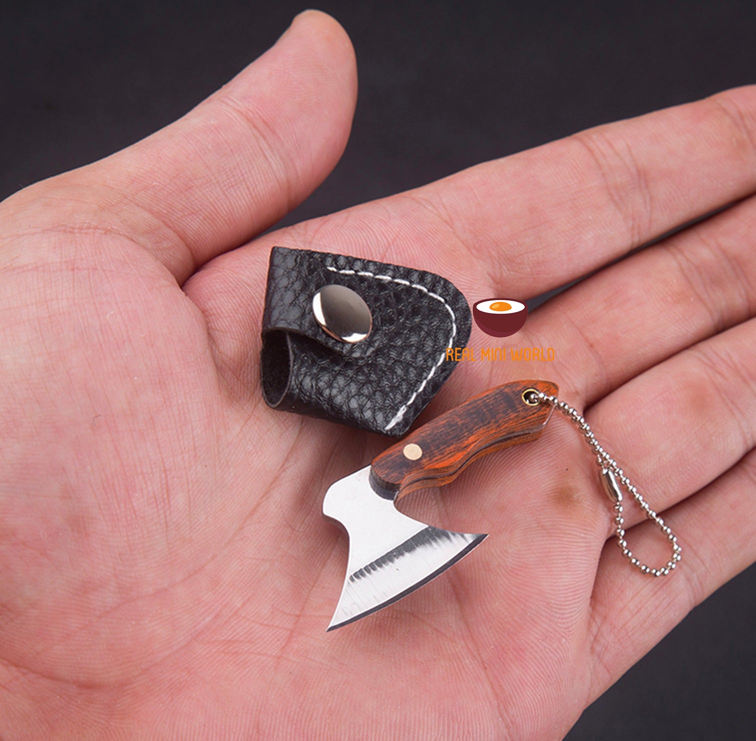 REAL SHARP Miniature Axe Knife Smooth or Damascus Pocket Knife – Real ...