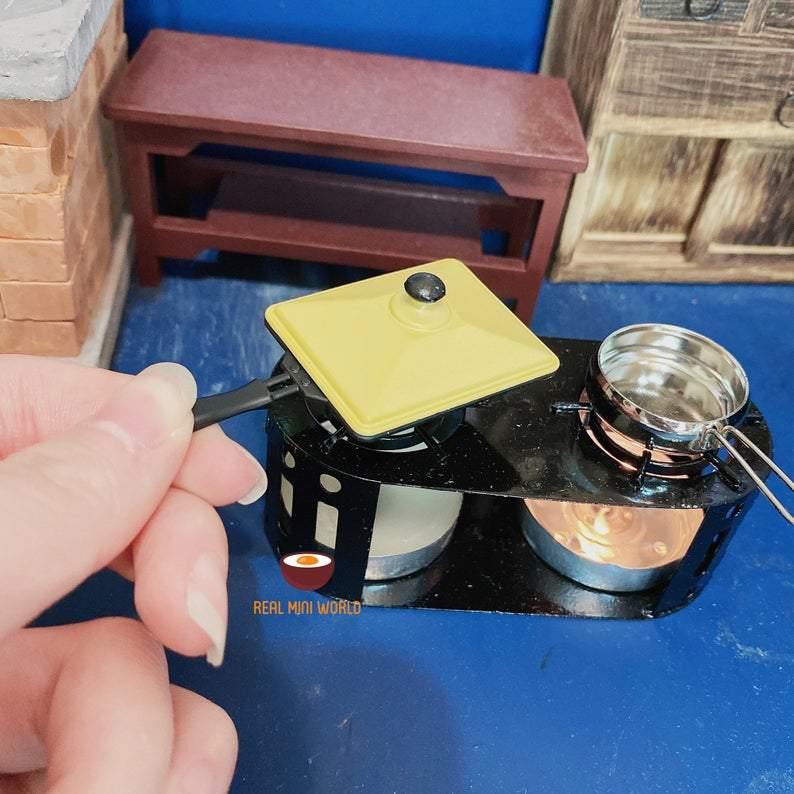 Miniature iniature pan set : cook real mini food | Mini Cooking Shop ...