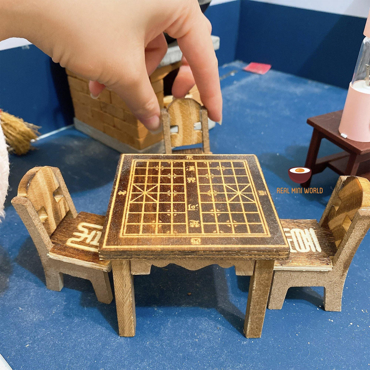 Miniature Vintage wooden table set – Real Mini World