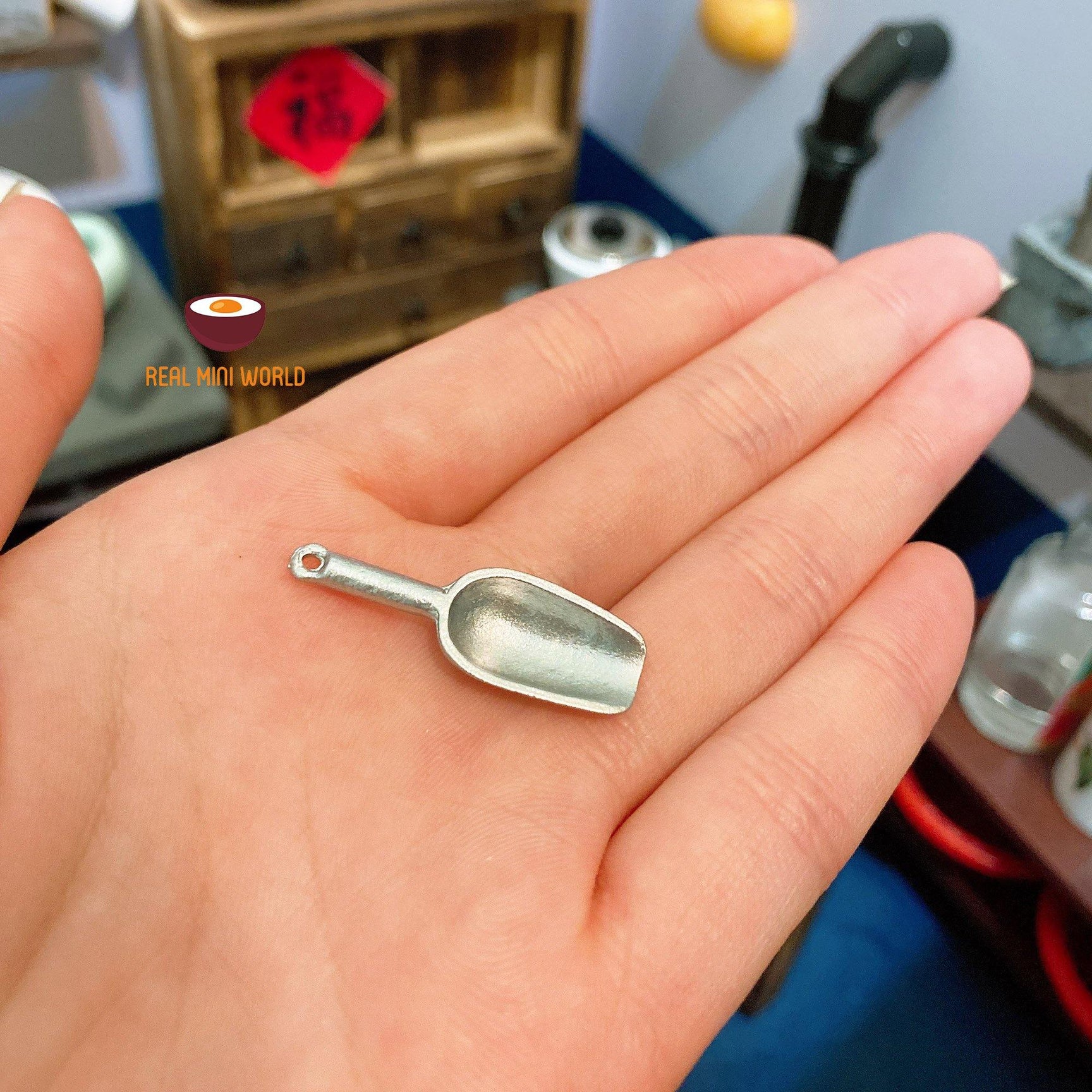 Miniature metal ice candy scoop spoon | Real Mini World